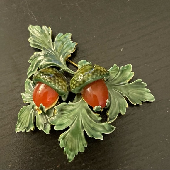 Sandor Co | Jewelry | Vintage 3d Enamel Acorn Brooch Signed Sandor Co ...